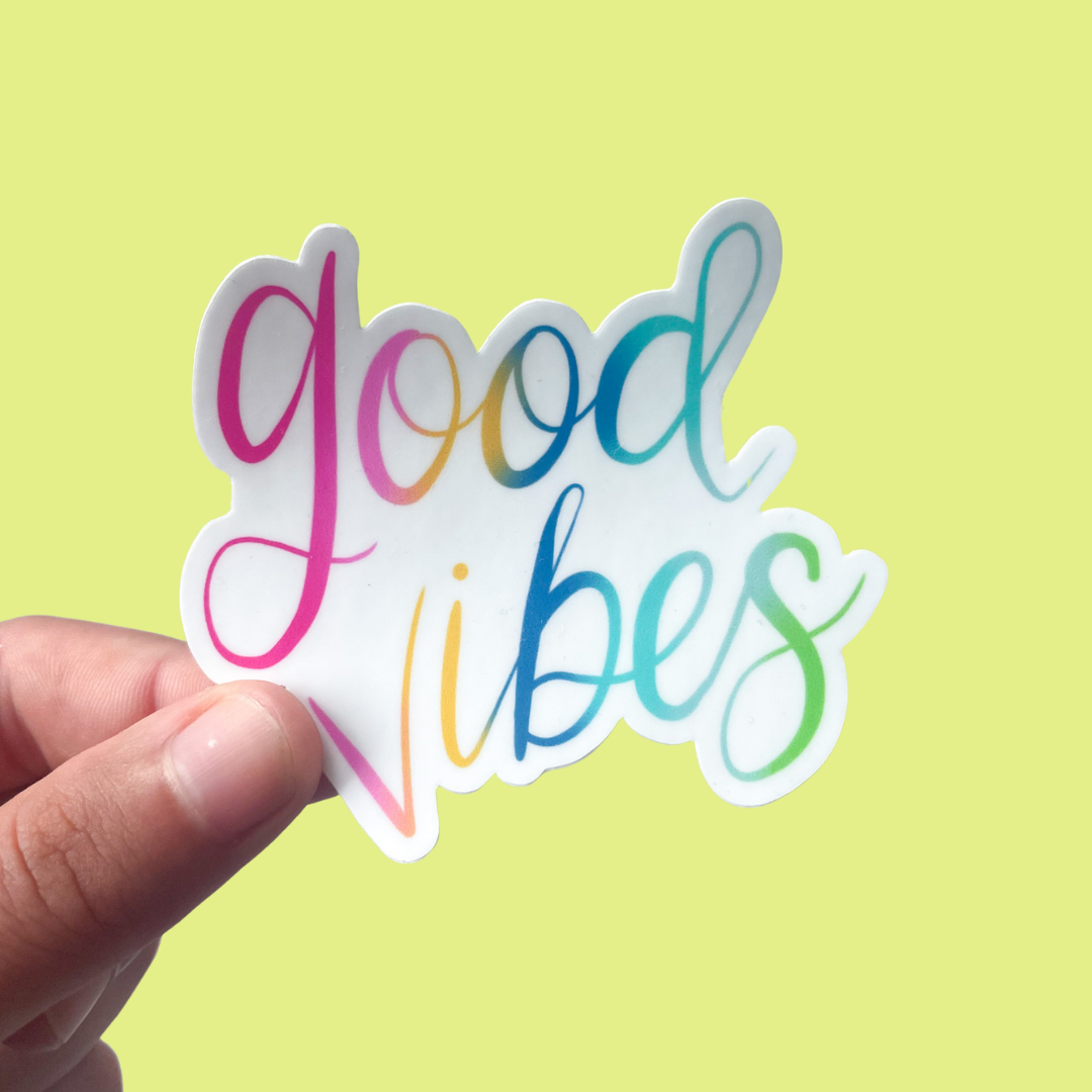 Good Vibes Vinyl Waterproof & Weatherproof Sticker | MFA The Pink Gift ...