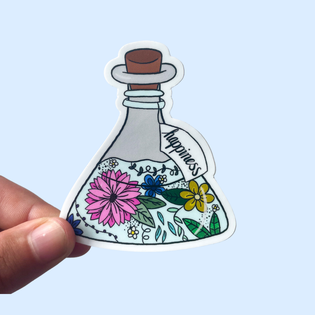 Happiness Potion Vinyl Waterproof & Weatherproof Sticker | MFA The Pink ...