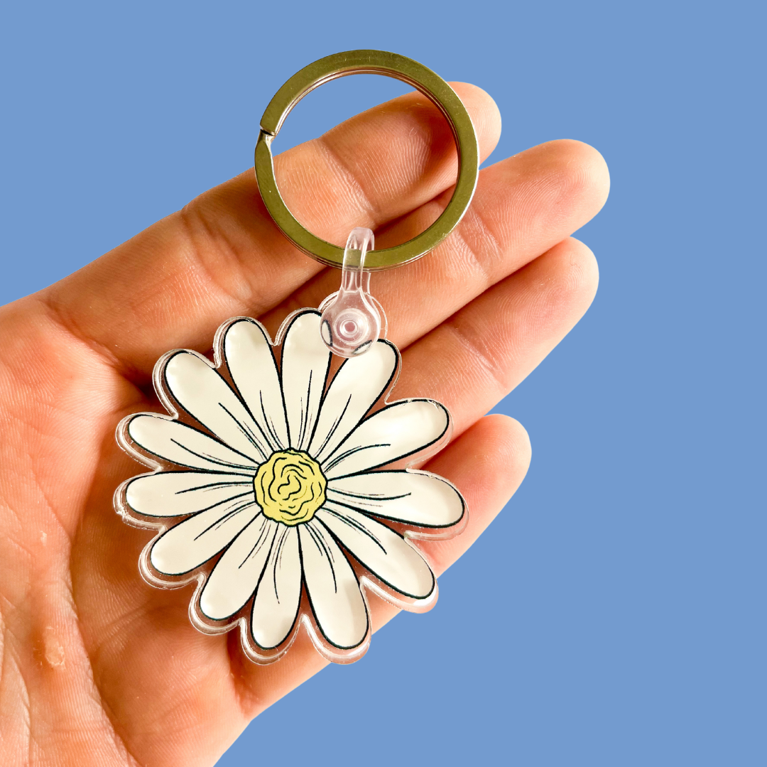 White Daisy Clear Acrylic Keychain | MFA The Pink Gift Shop